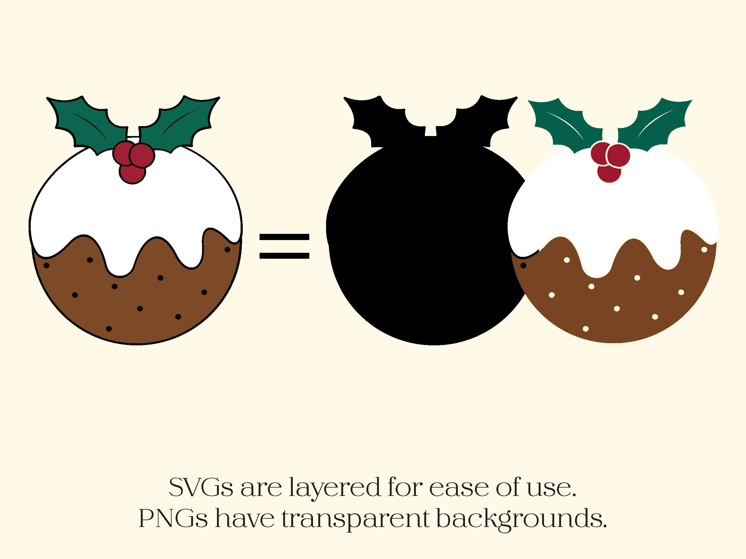 Christmas Pudding Layered SVG, PNG. Fun & Festive Holiday Clipart for ...