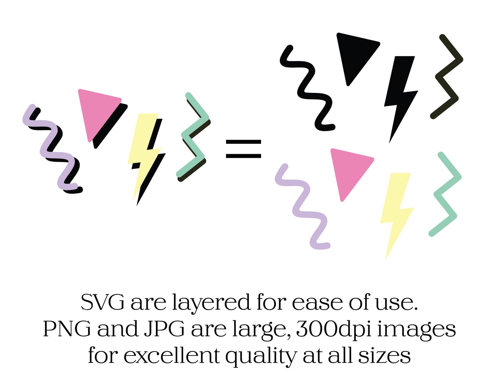 80s/90s Clipart Shapes Layered SVG Bundle Vintage Vibe Pastel Clipart ...