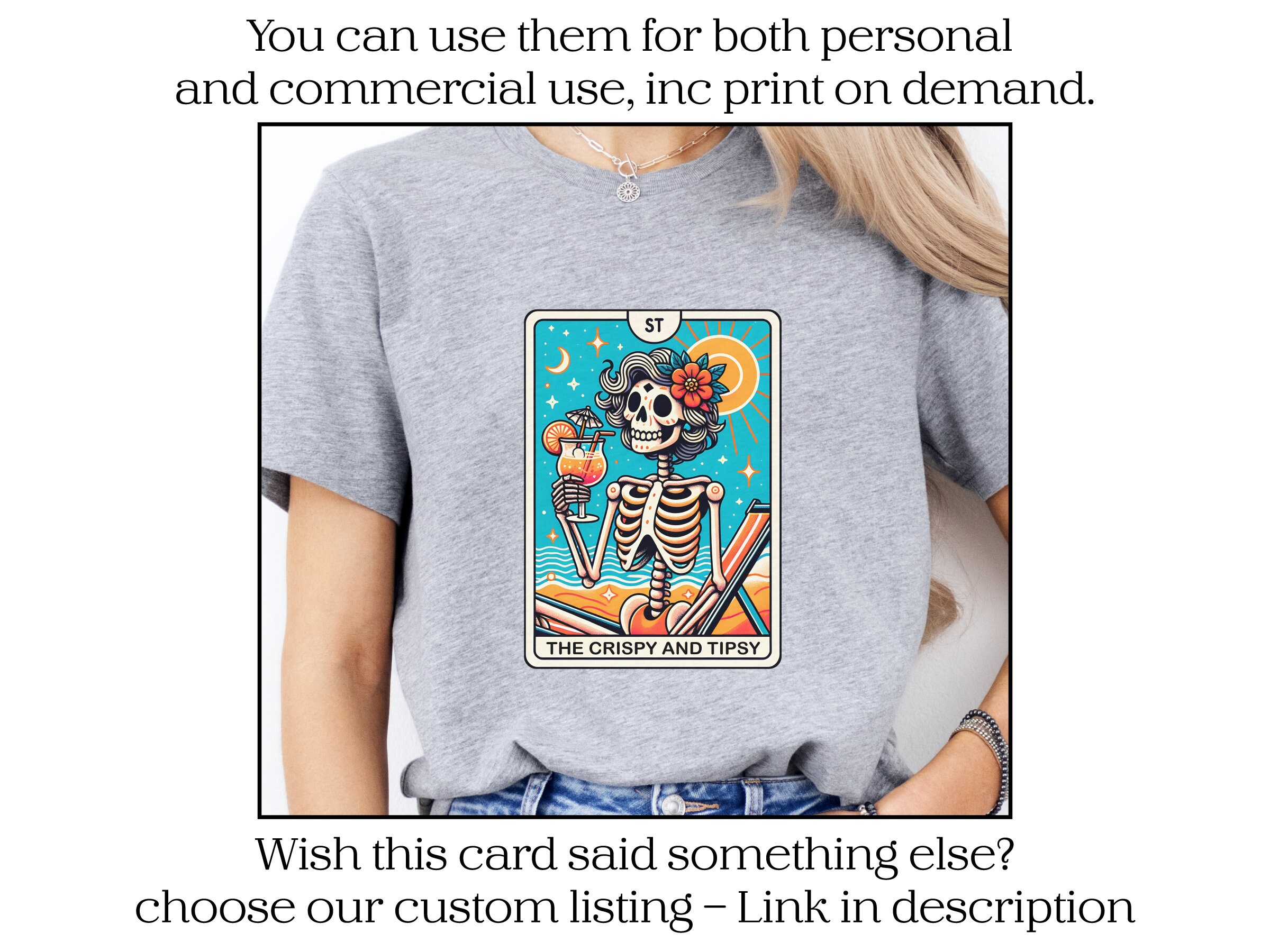 The Tanned and Tipsy Tarot Card PNG Sunbathing Skeleton PNG for Shirt ...
