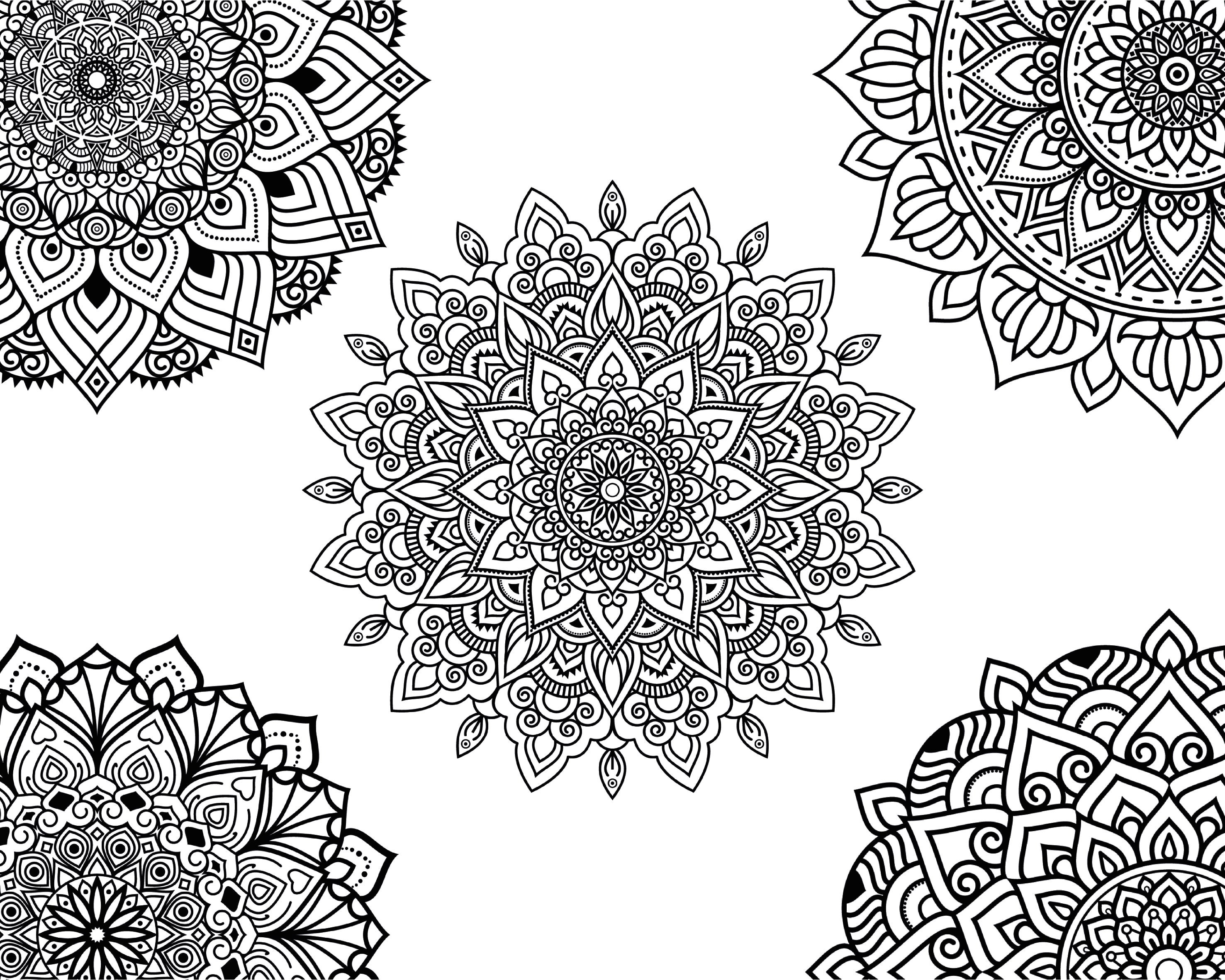 25 Pretty Mandala Patterns, SVG, PNG Zentangle Art Bundle. Tattoo ...