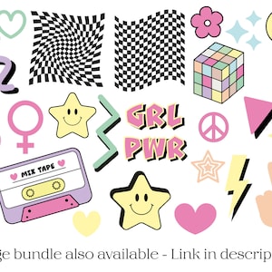 80s/90s Clipart Shapes Layered SVG Bundle Vintage Vibe Pastel Clipart ...