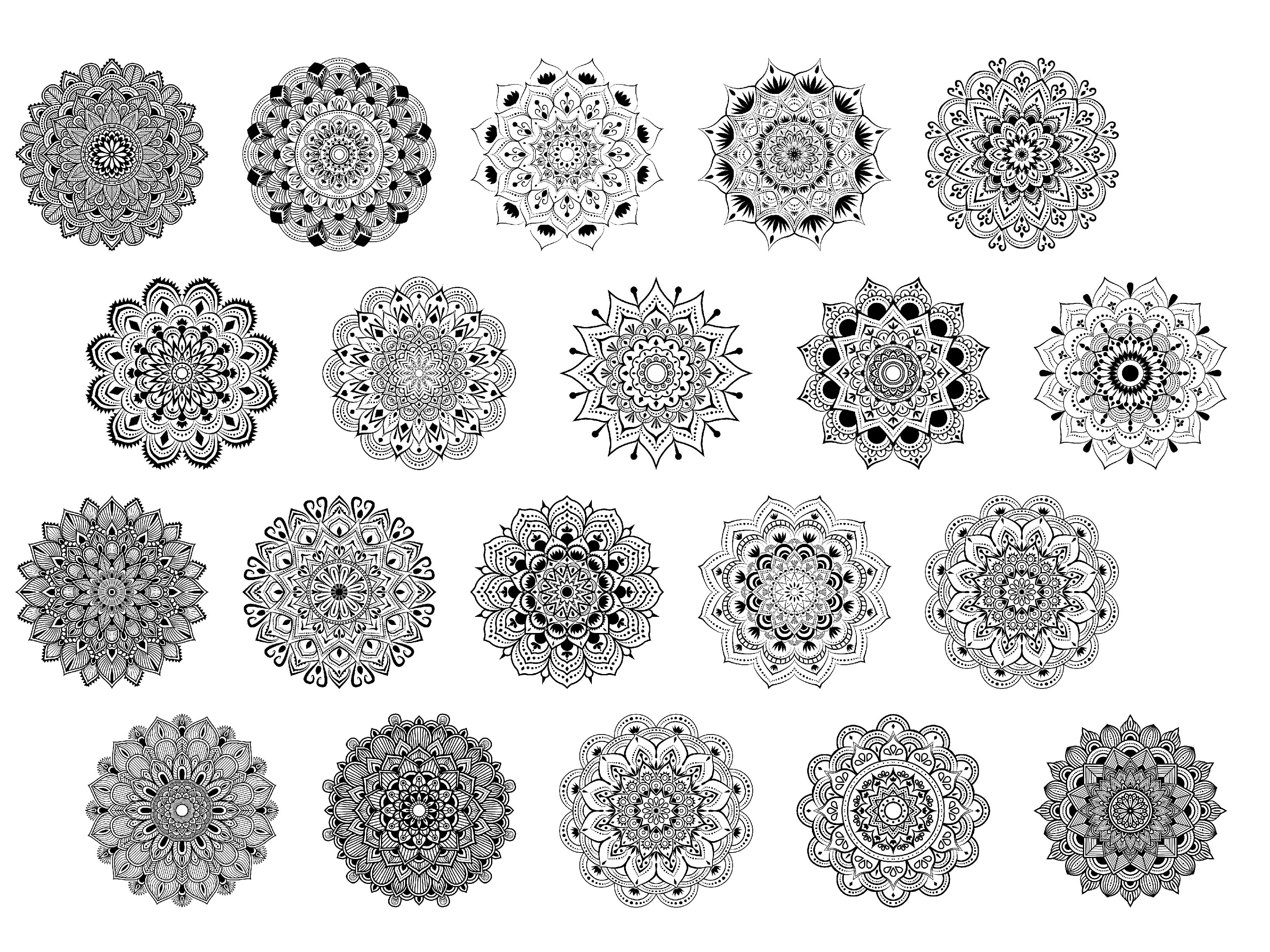 100 Mandala SVG Bundle, Zentangle Art, Geometric Patterns (digital ...