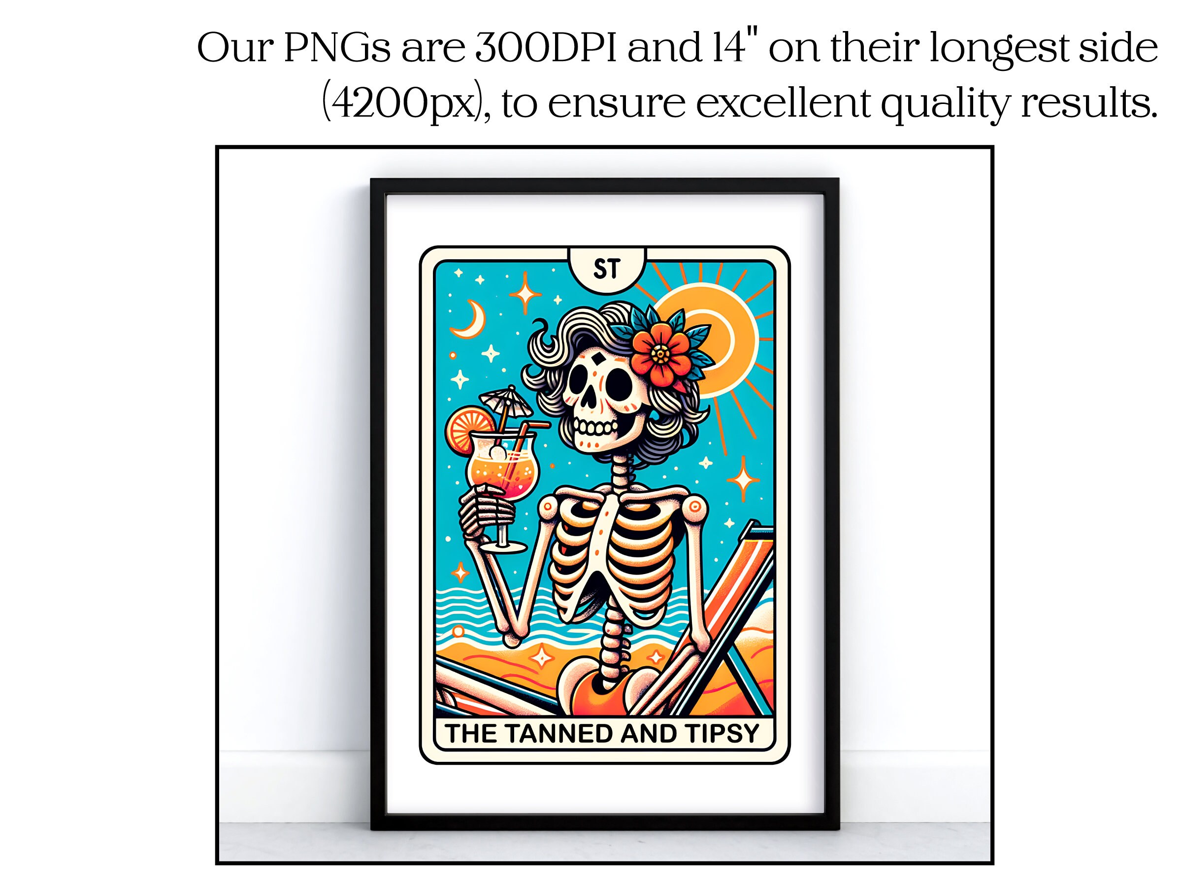 The Tanned and Tipsy Tarot Card PNG Sunbathing Skeleton PNG for Shirt ...