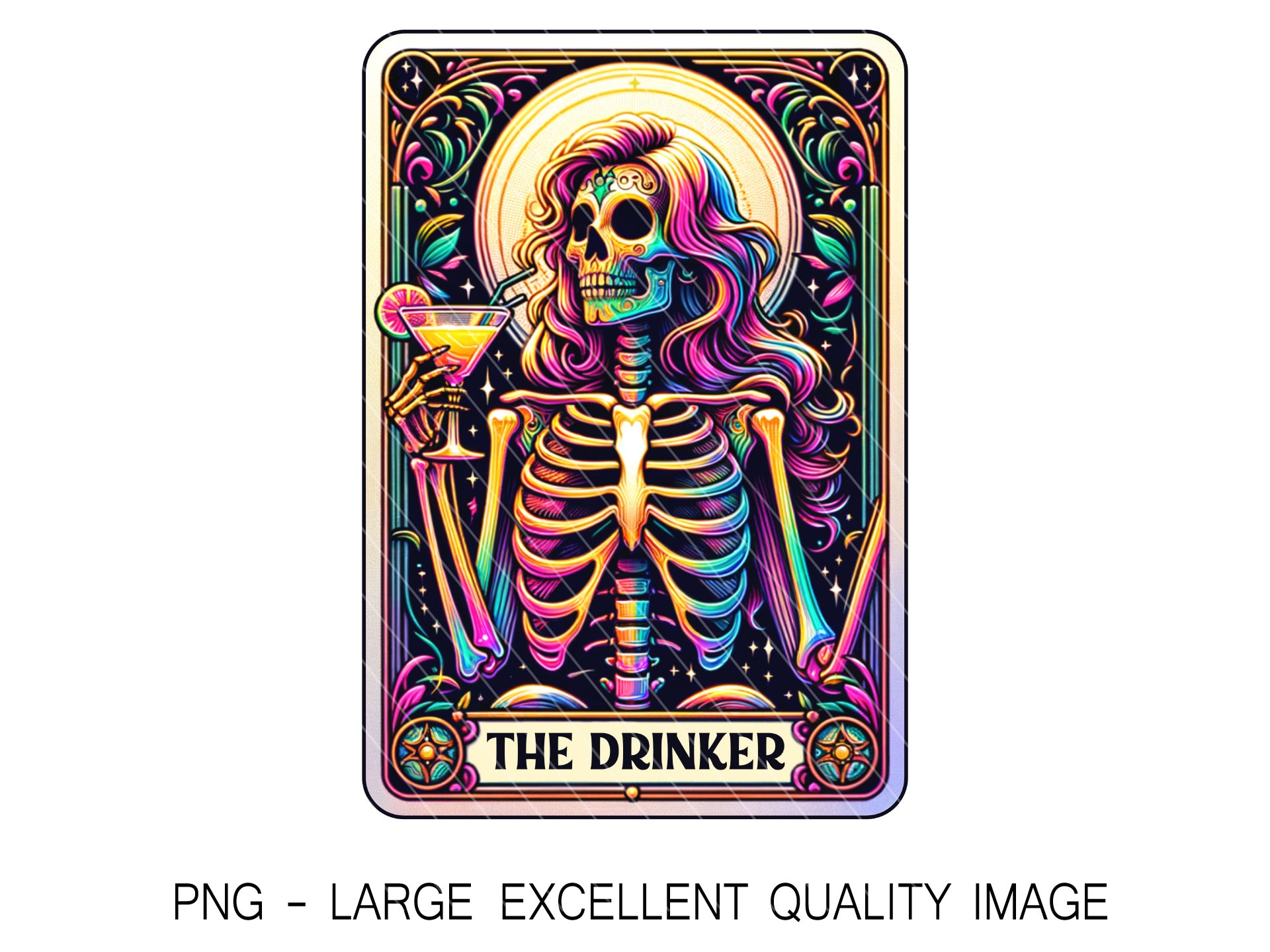 The Drinker Tarot Card PNG Fun Tipsy Drinking Skeleton PNG for Shirt ...