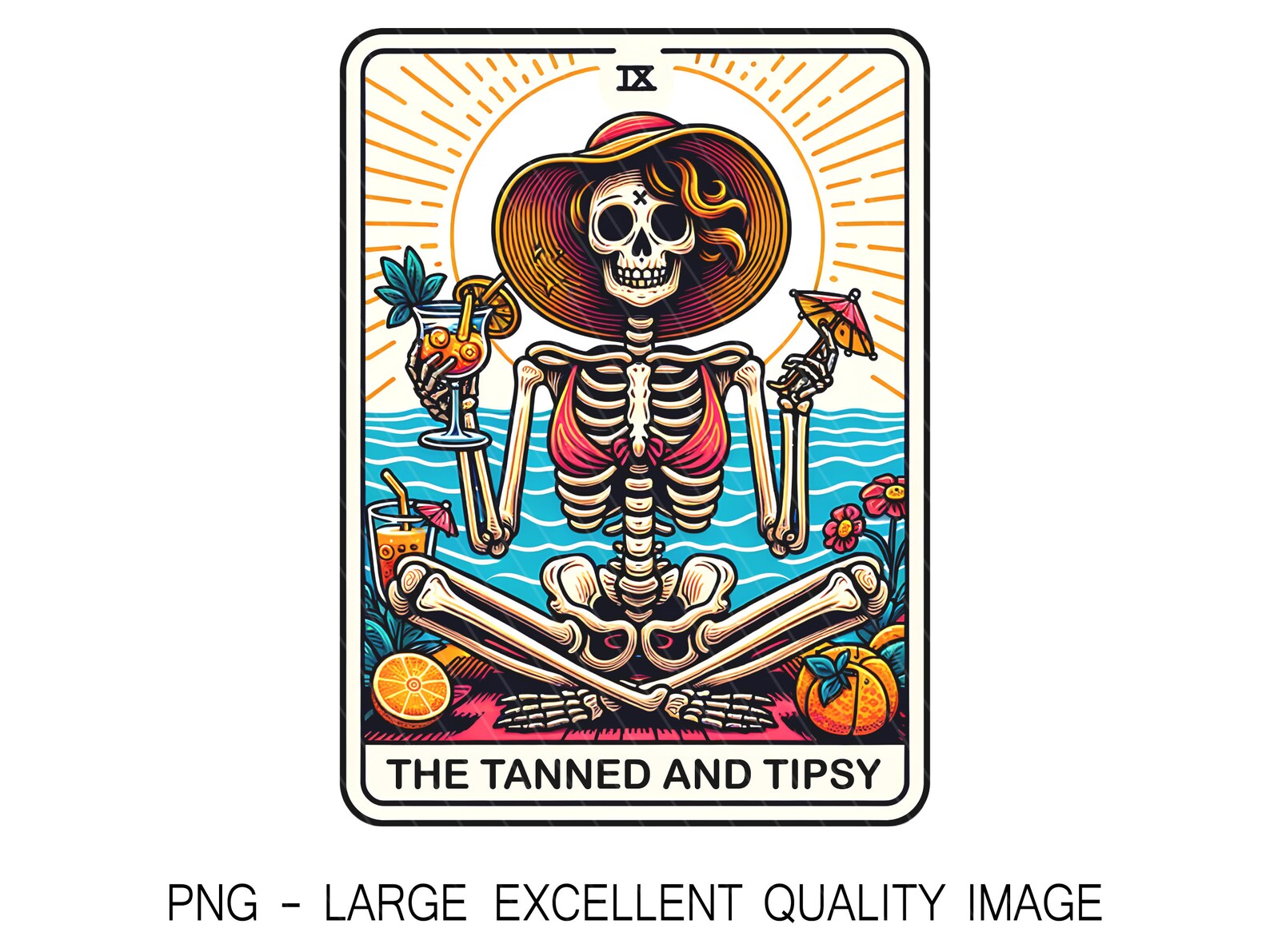 Tanned Tipsy Skeleton Tarot Card PNG, Summer Vibes (digital Only) - Etsy