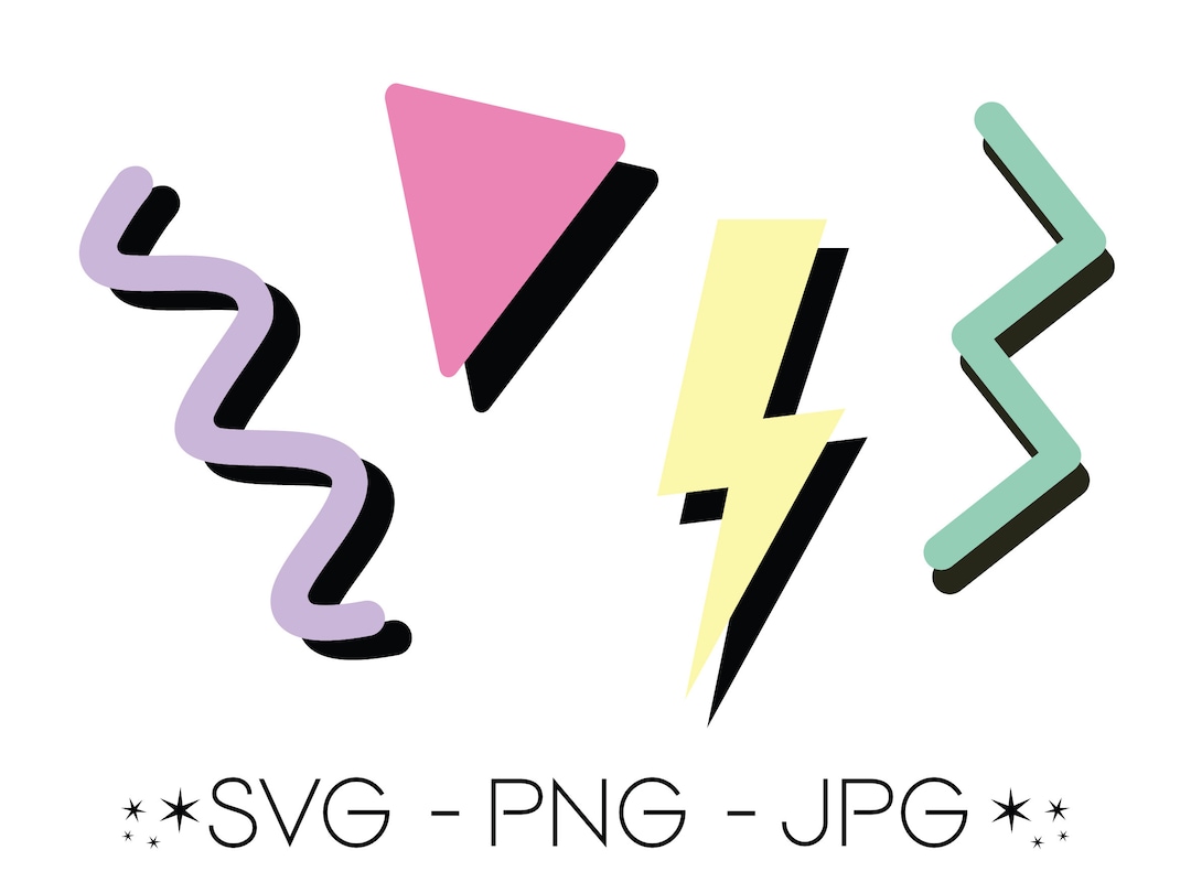 80s/90s Clipart Shapes Layered SVG Bundle Vintage Vibe Pastel Clipart ...