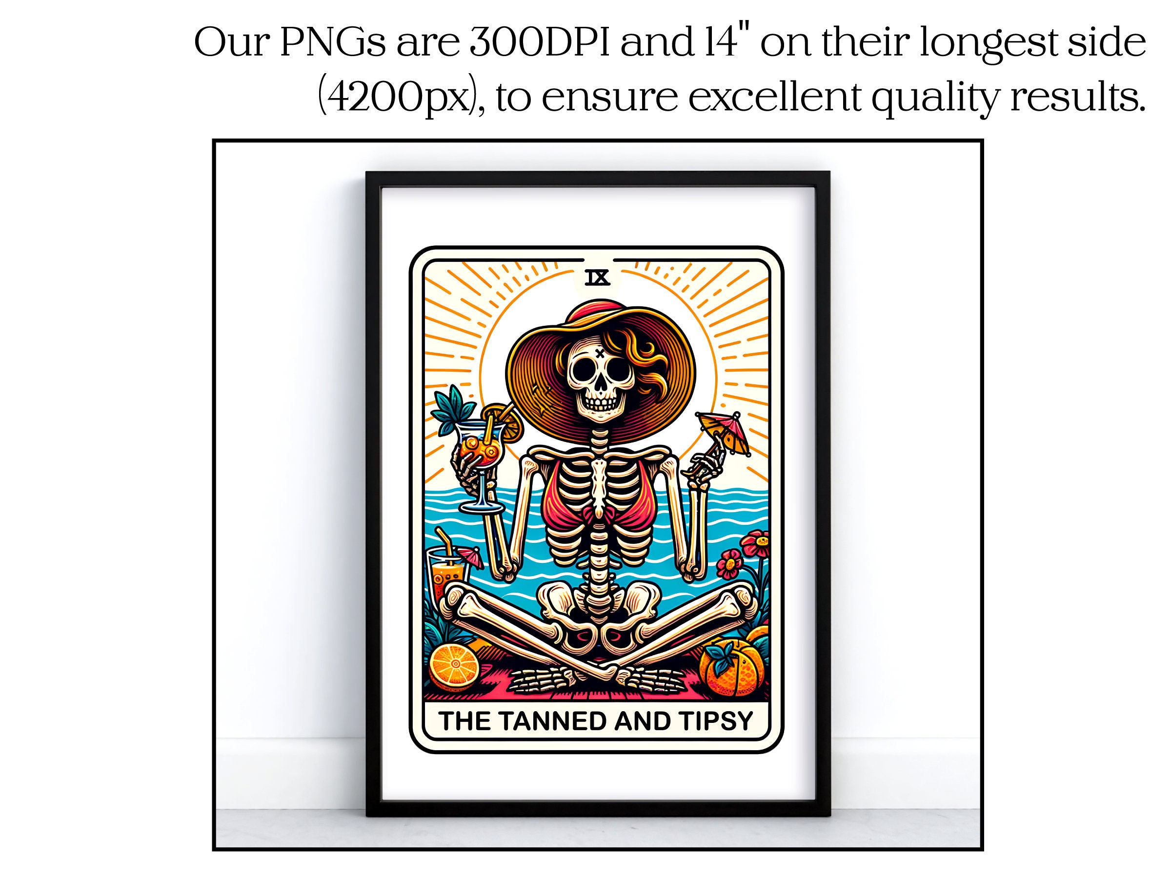 Tanned Tipsy Skeleton Tarot Card PNG, Summer Vibes (digital Only) - Etsy