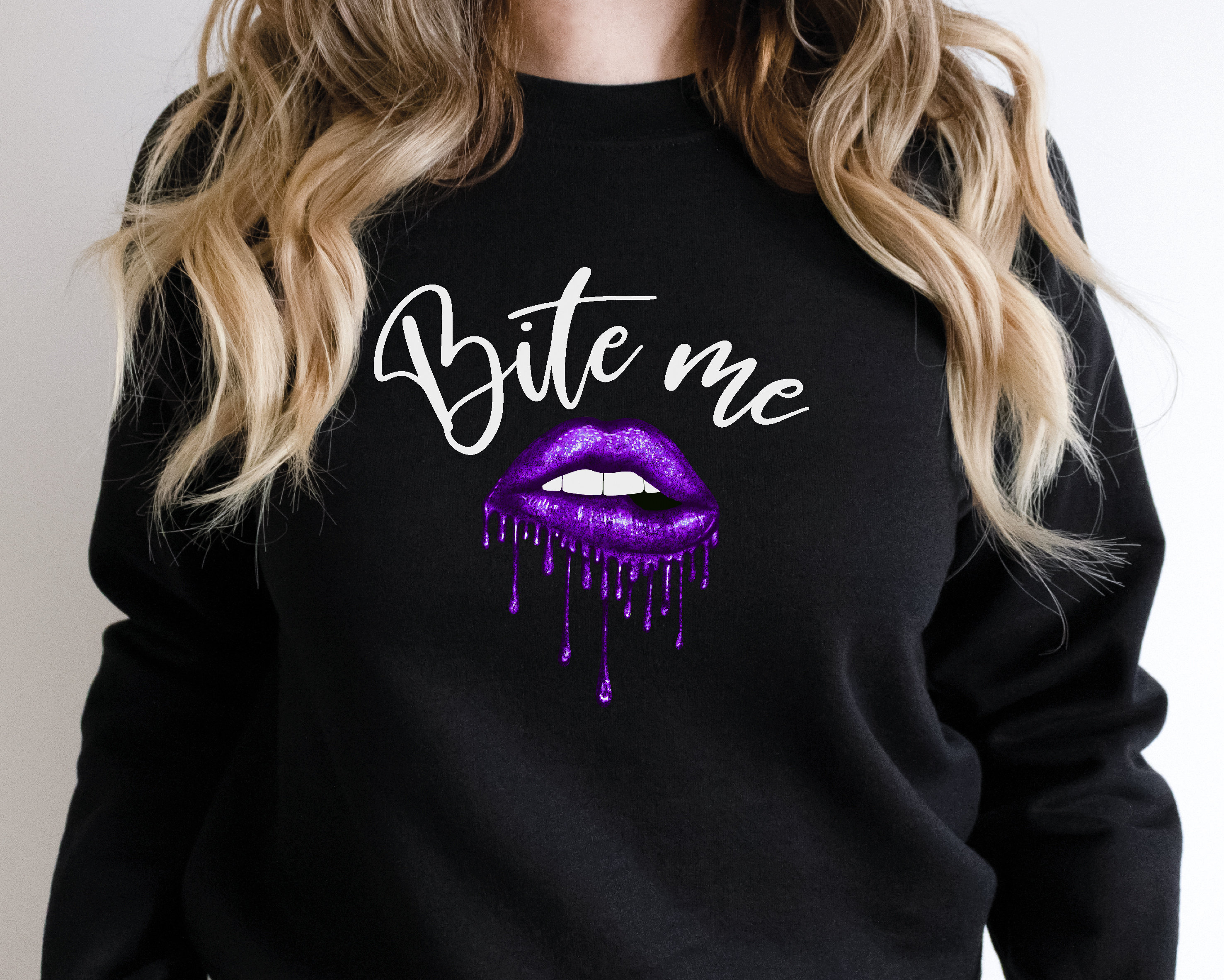 Purple Bite Me Drip Lips PNG. Sexy Lip Bite Sparkle Graphic. - Etsy