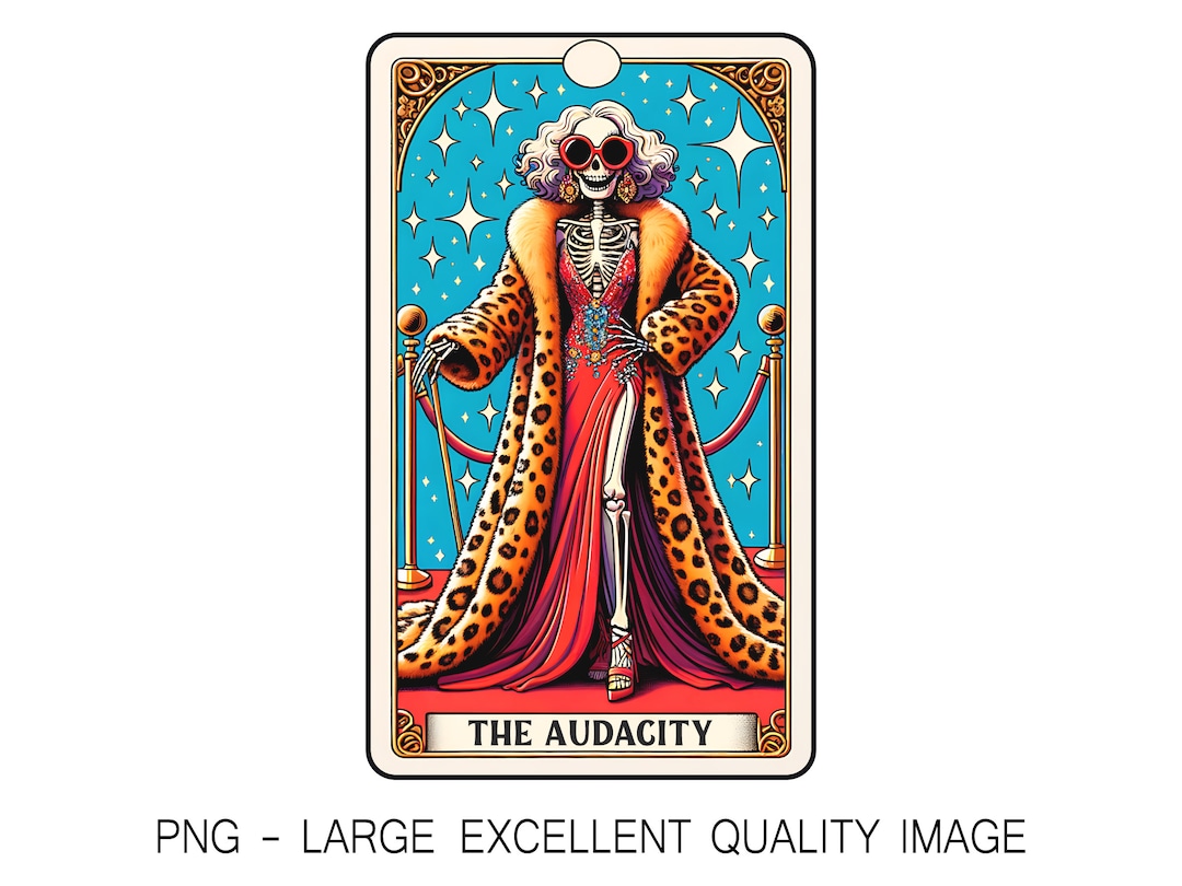 The Audacity Tarot Card PNG Confident Woman Skeleton PNG for Shirt ...