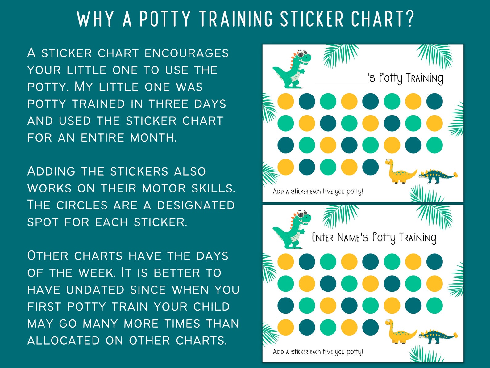 Dinosaur Potty Chart Printable Customizable, Potty Chart for Boys ...