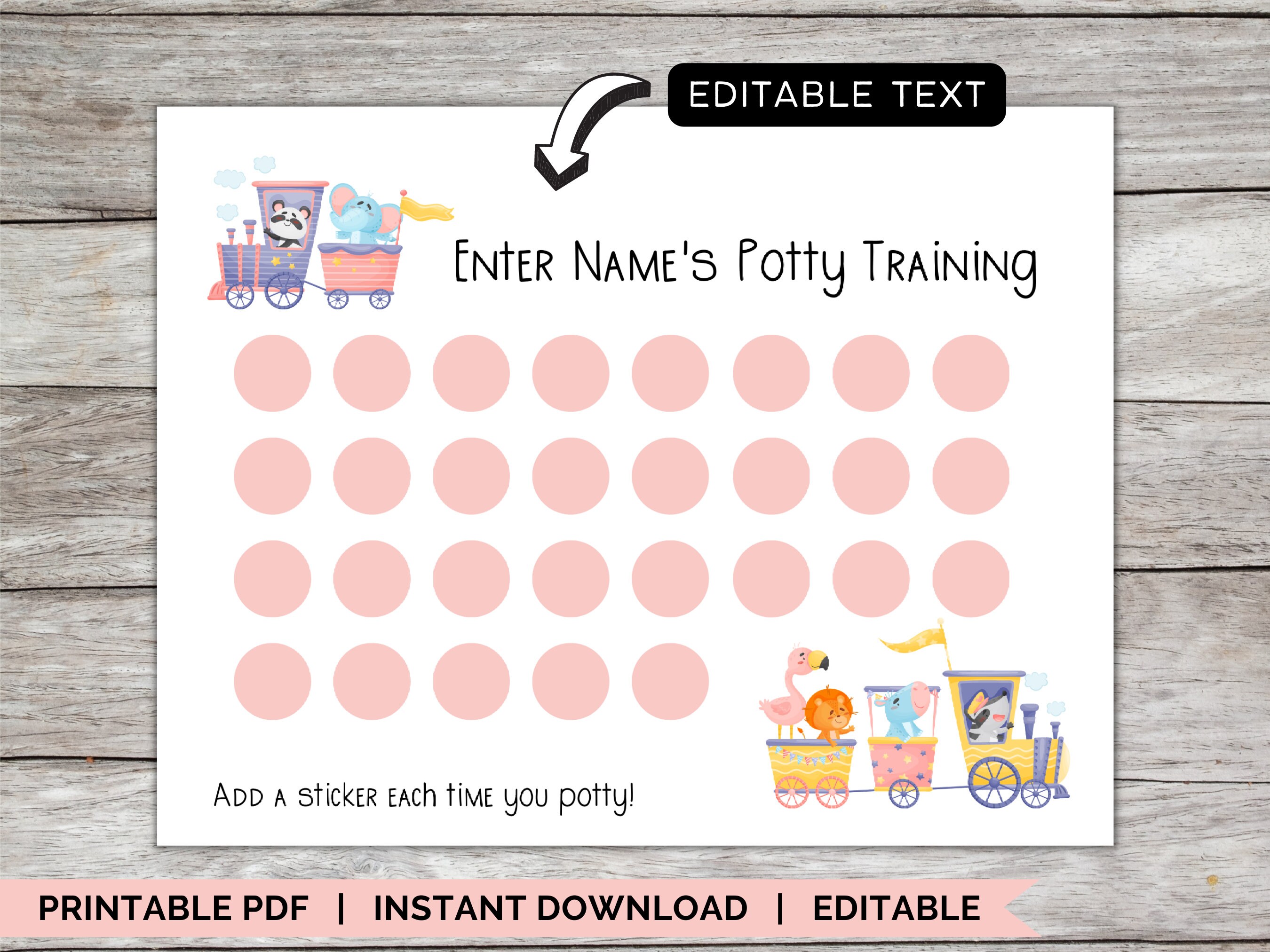 Train Potty Training Chart Printable Customizable, Potty Chart for ...