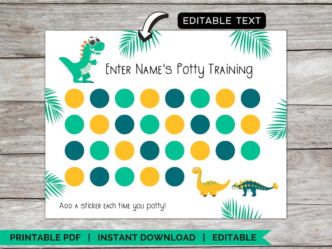 Dinosaur Potty Chart Printable Customizable, Potty Chart for Boys ...