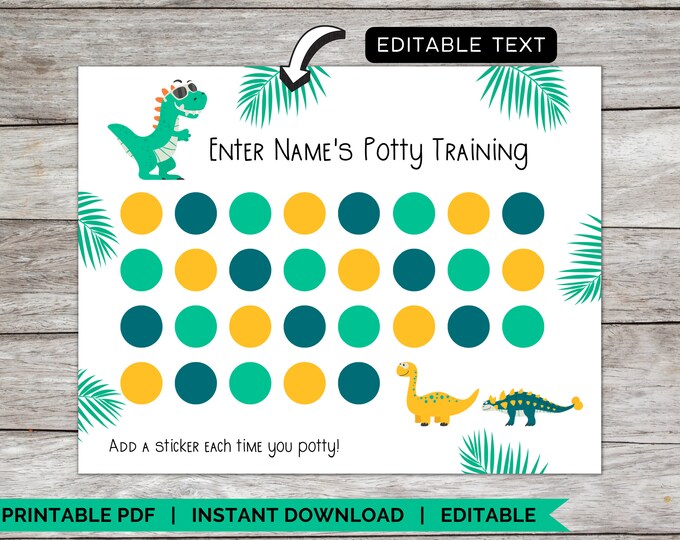 Dinosaur Potty Chart, Printable Potty Training Chart, Boy Sticker Chart ...