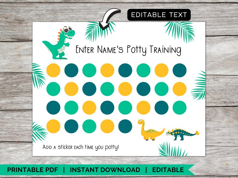 Dinosaur Potty Chart Printable Customizable, Potty Chart for Boys ...