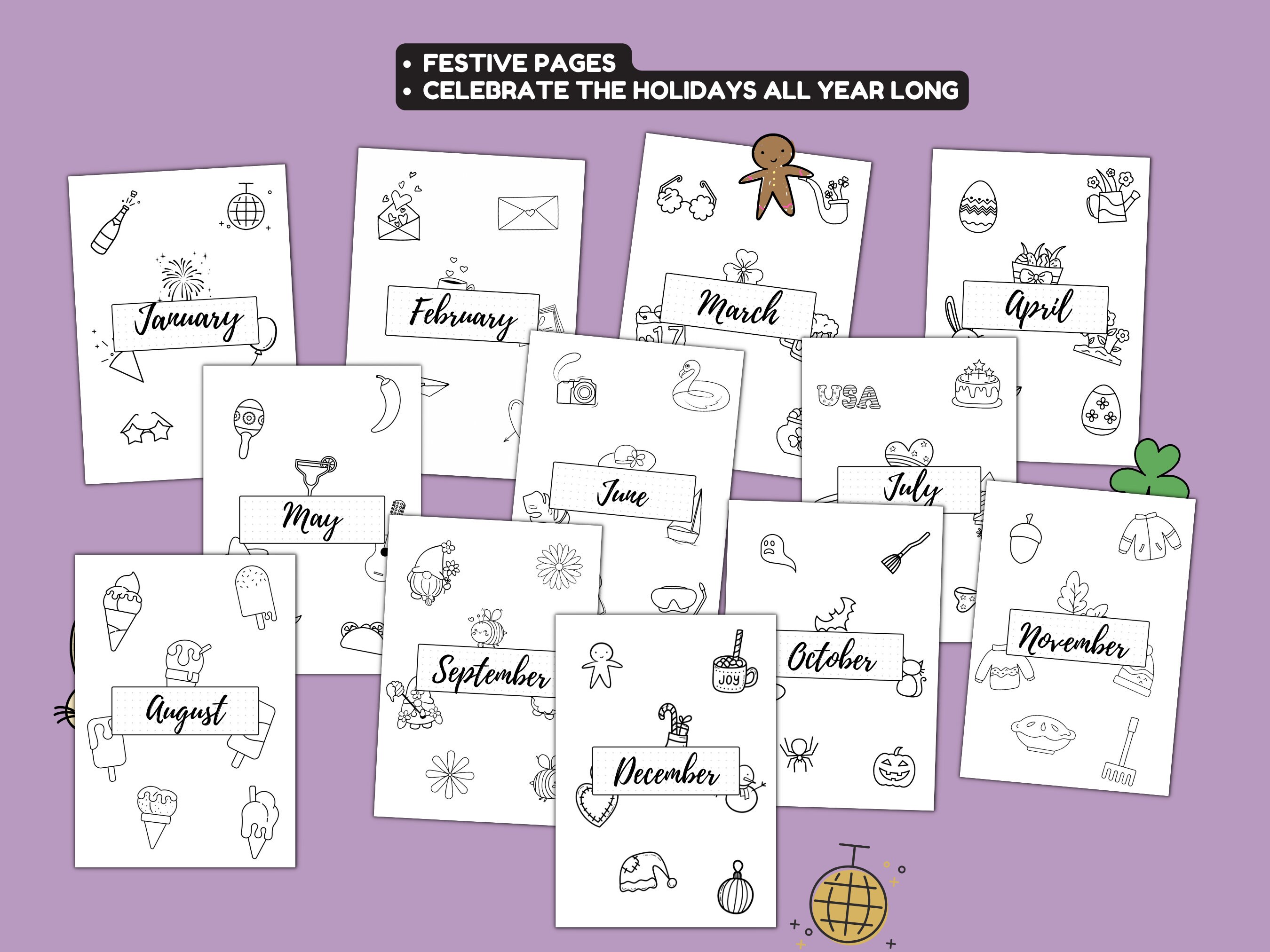 Premade Journal, With Doodles, Full Year Undated Planner PDF Instant ...