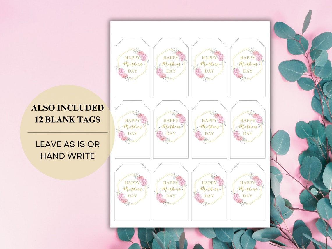 Editable Happy Mothers Day Gift Tags | Printable | Florals | Custom ...