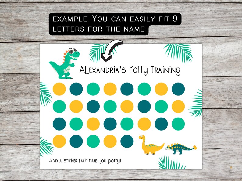 Dinosaur Potty Chart Printable Customizable, Potty Chart for Boys ...