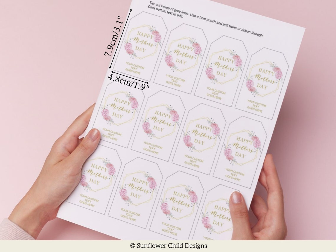 Editable Happy Mothers Day Gift Tags | Printable | Florals | Custom ...