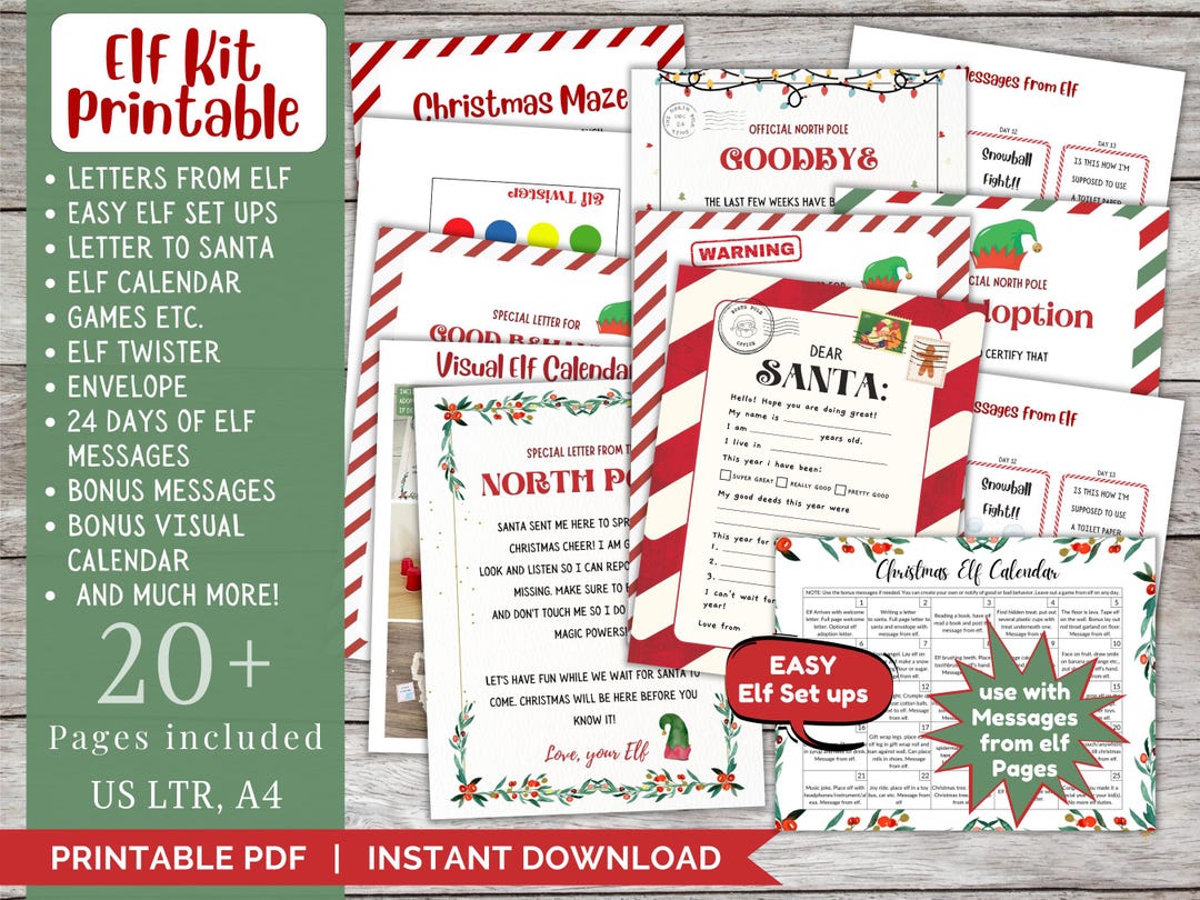 Elf Kit Printable, EASY Elf Setups, Elf Accessories, Elf Letters, Elf ...