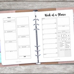 Week at a Glance on One Sheet, Printable Weekly Planner, Weekly Planner ...