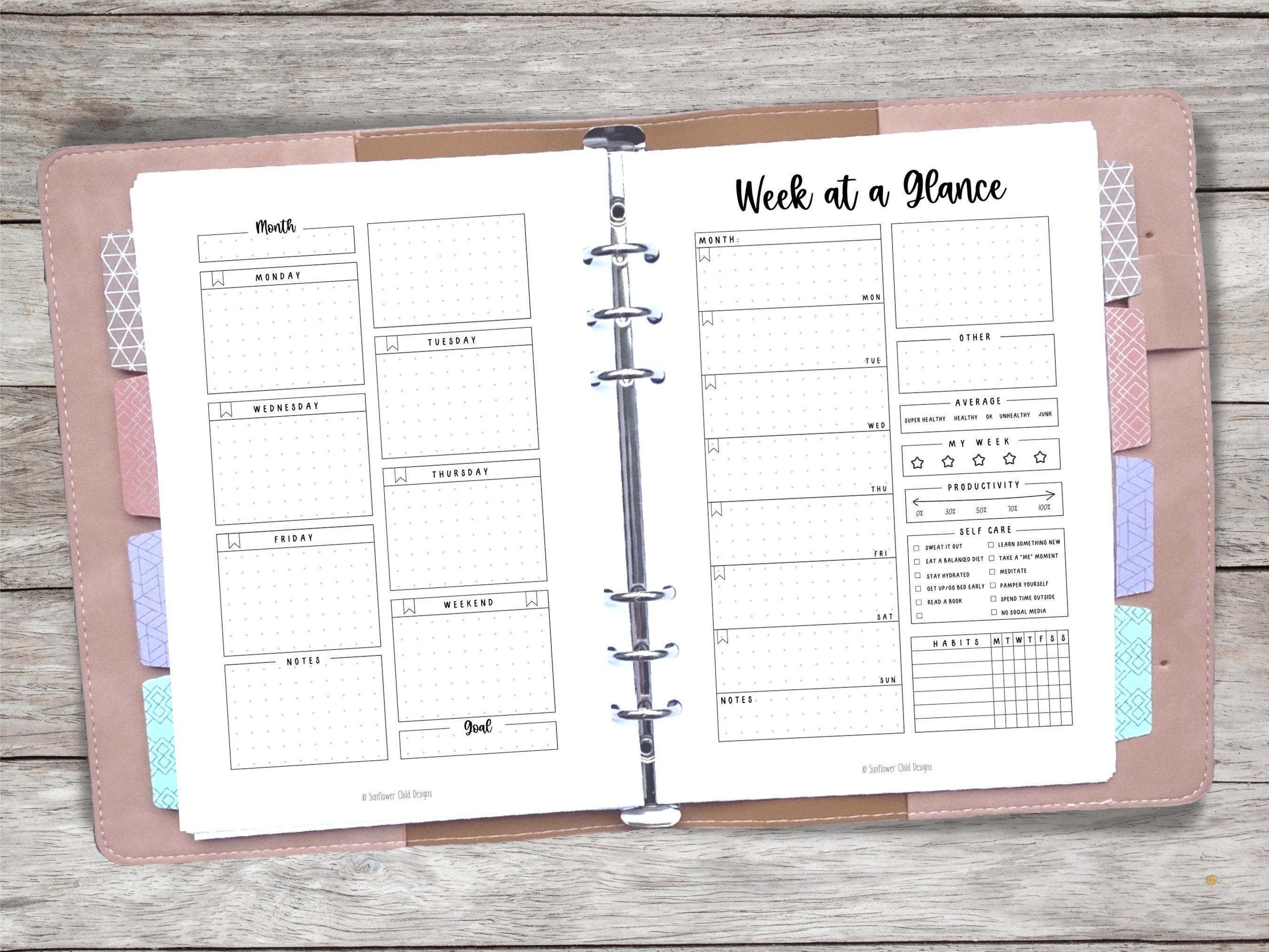 Week at a Glance on One Sheet, Printable Weekly Planner, Weekly Planner ...