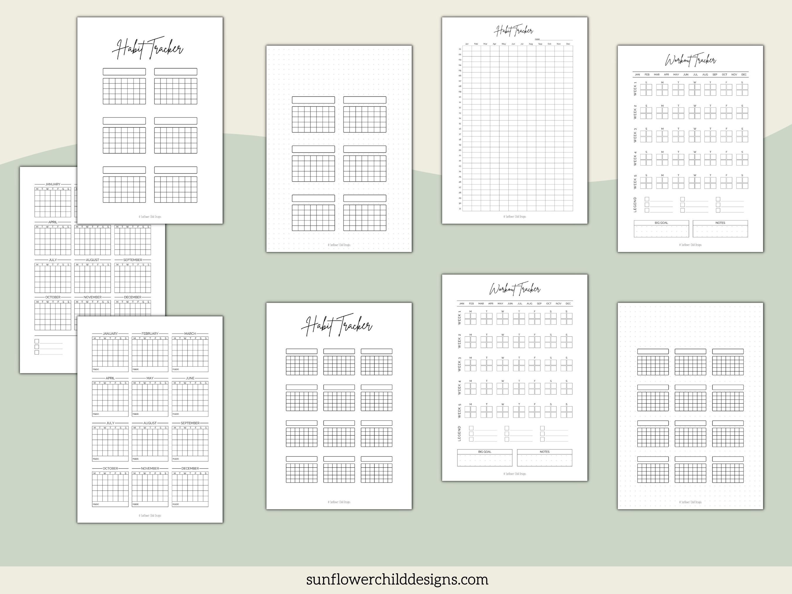 Habit Tracker Printable Bundle - Etsy