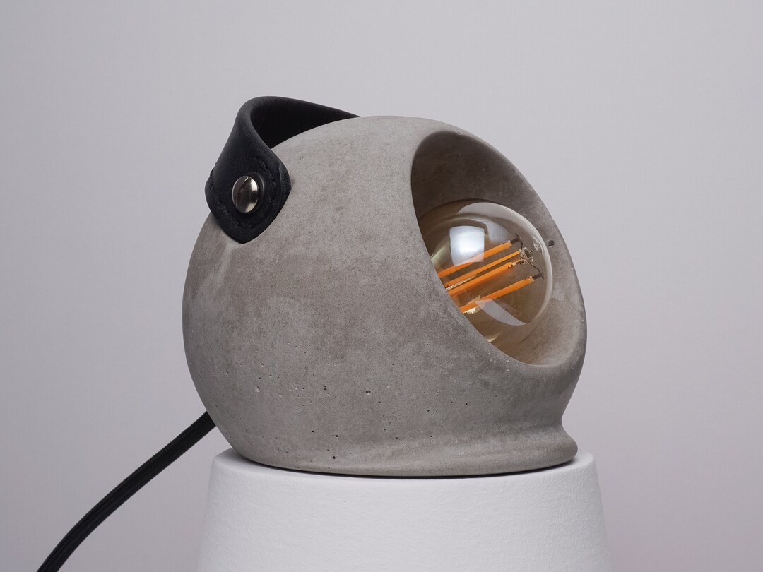 Raw Concrete Globe Table Lamp, Minimalist Design Bedside Concrete Decor ...