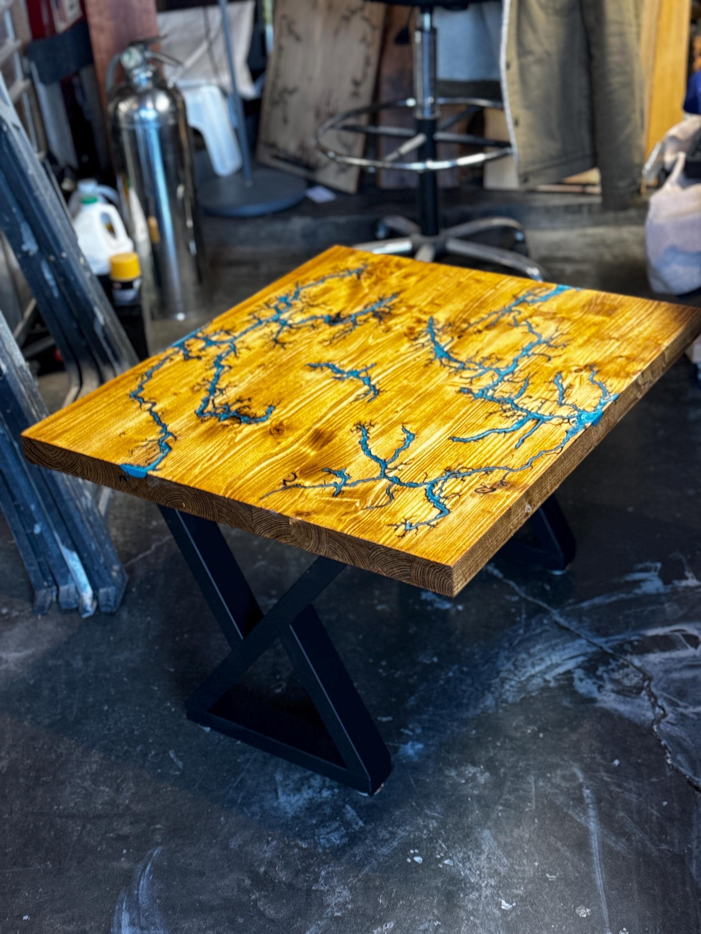Fractal Burn Resin Pour Table With Lightning Effect - Etsy