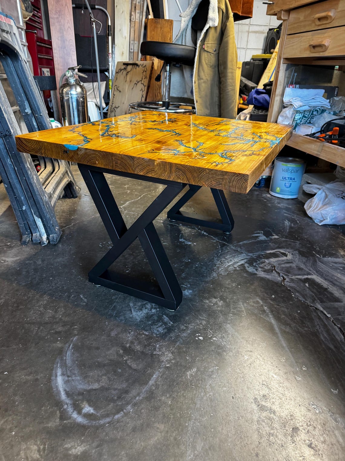 Fractal Burn Resin Pour Table With Lightning Effect - Etsy