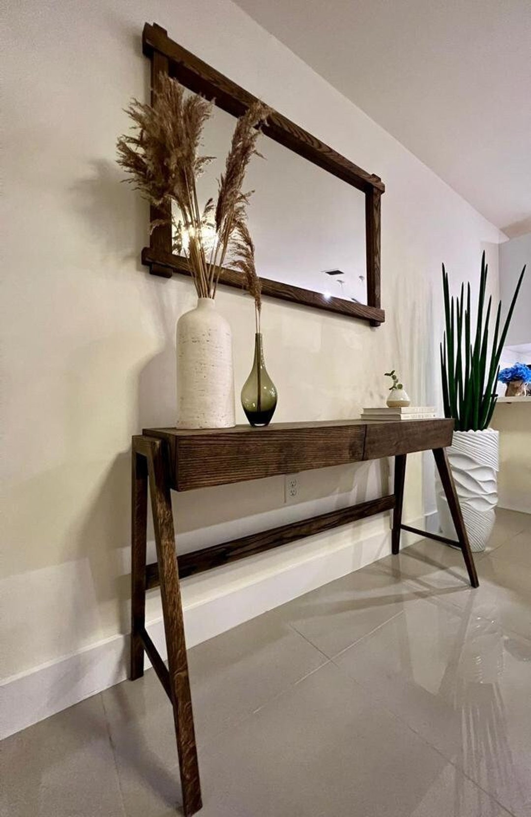 Handmade Minimal - Modern Solid Wood [rustic Oak/ Walnut] Console Table ...