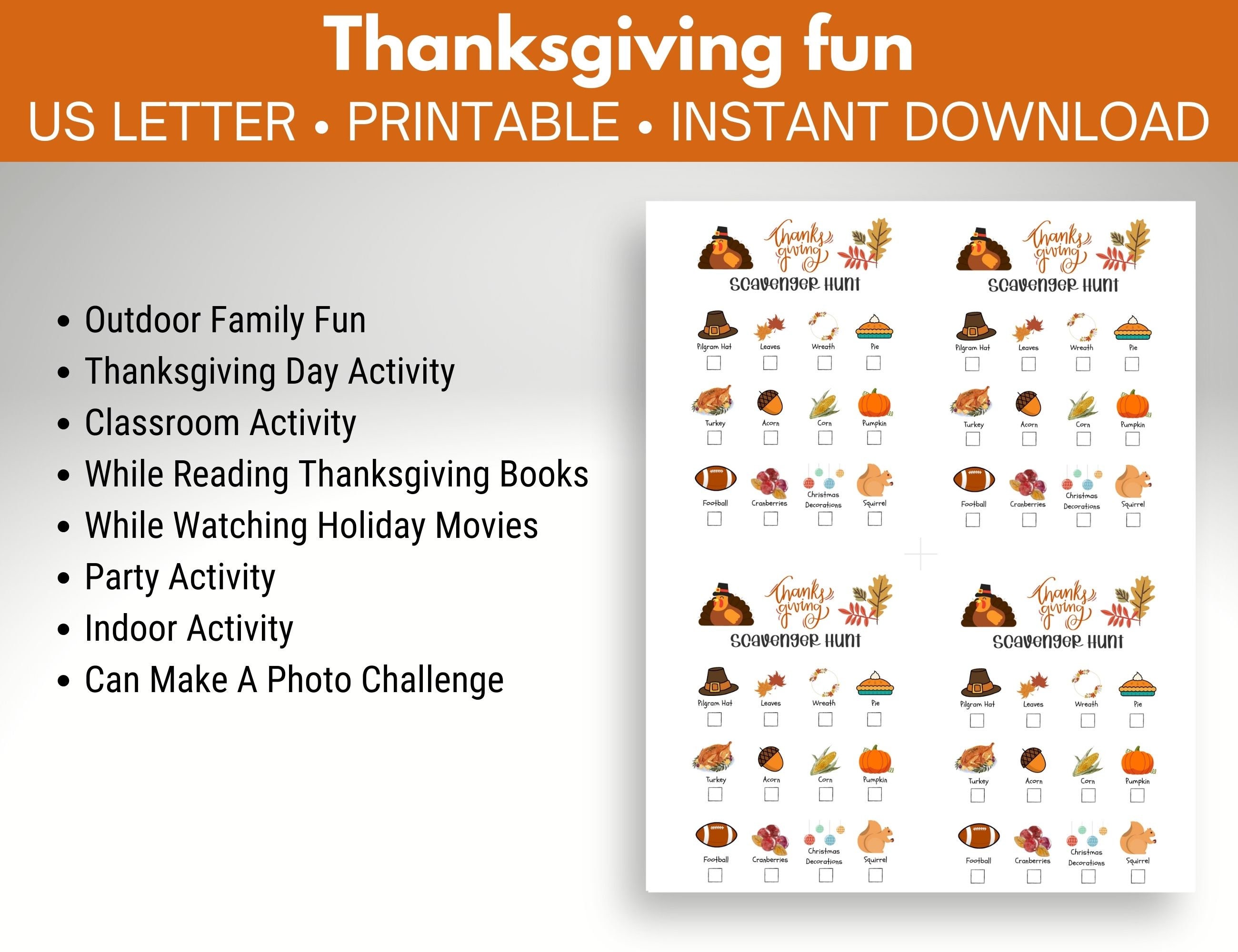 Thanksgiving Scavenger Hunt Printable | Thanksgiving Activities ...