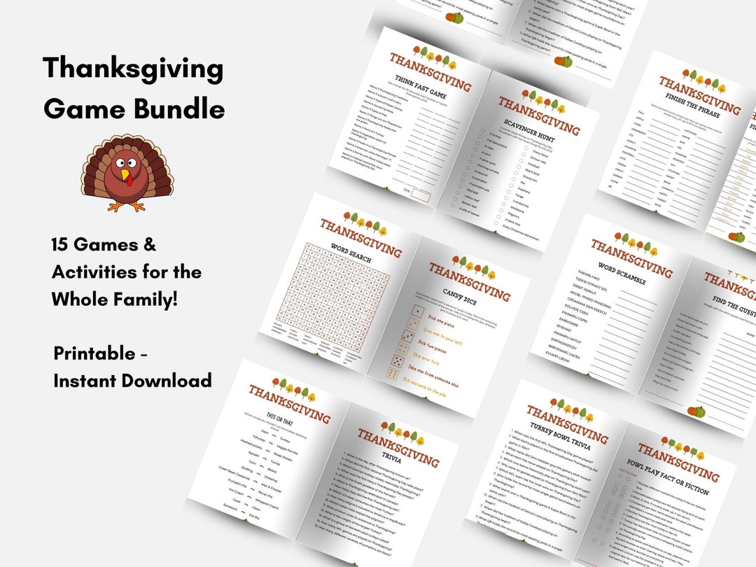 Thanksgiving Printable Kids Thanksgiving Printable Game - Etsy