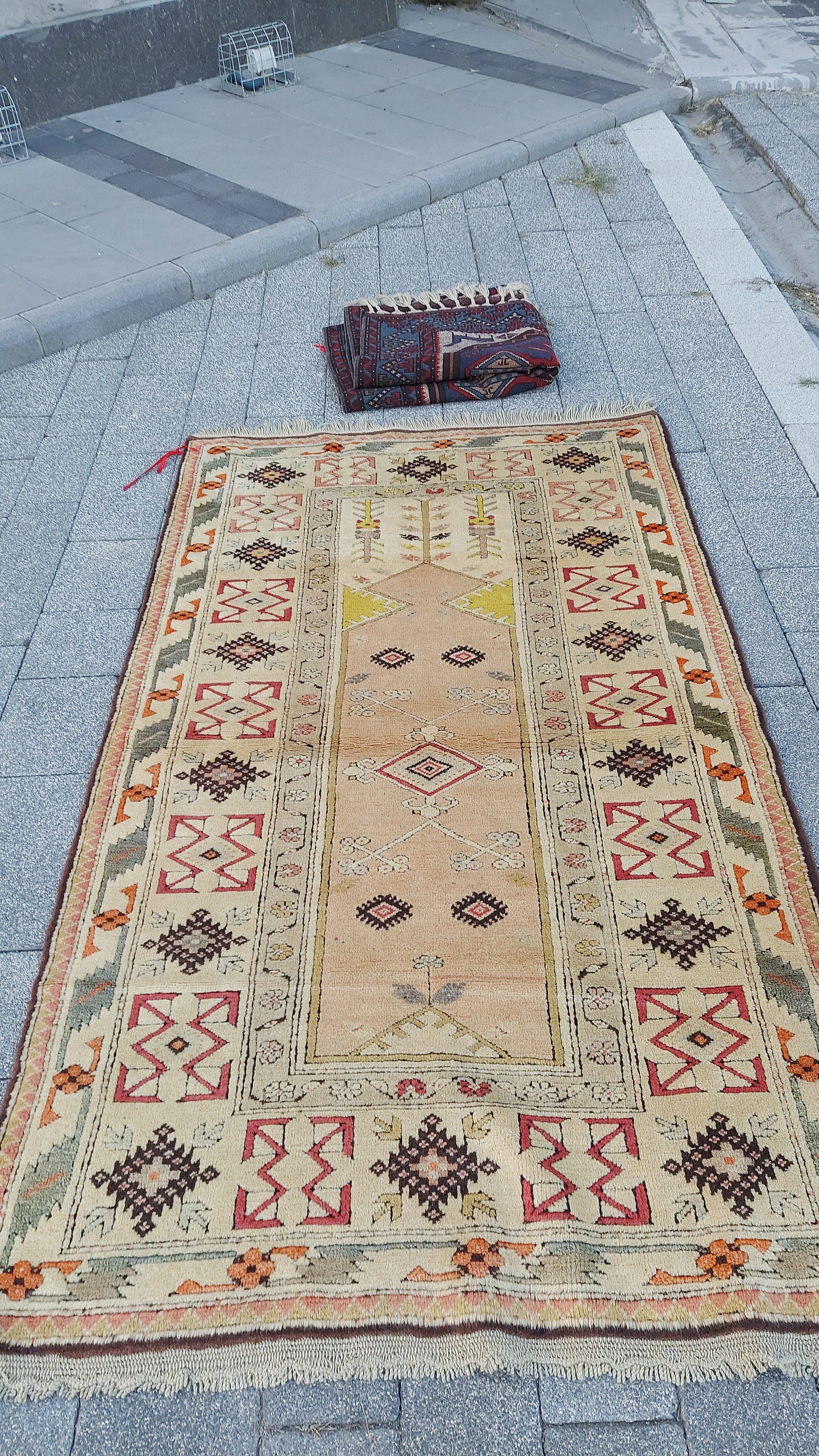 9x12 Gold Vintage Handmade Turkish Rug 4x6.7 Ft, Boho Home Decor Rug ...