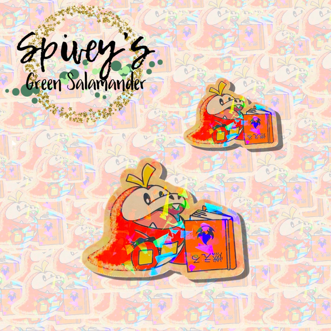 Fuecoco Reading Sticker Pokemon Sticker Holographic Sticker - Etsy