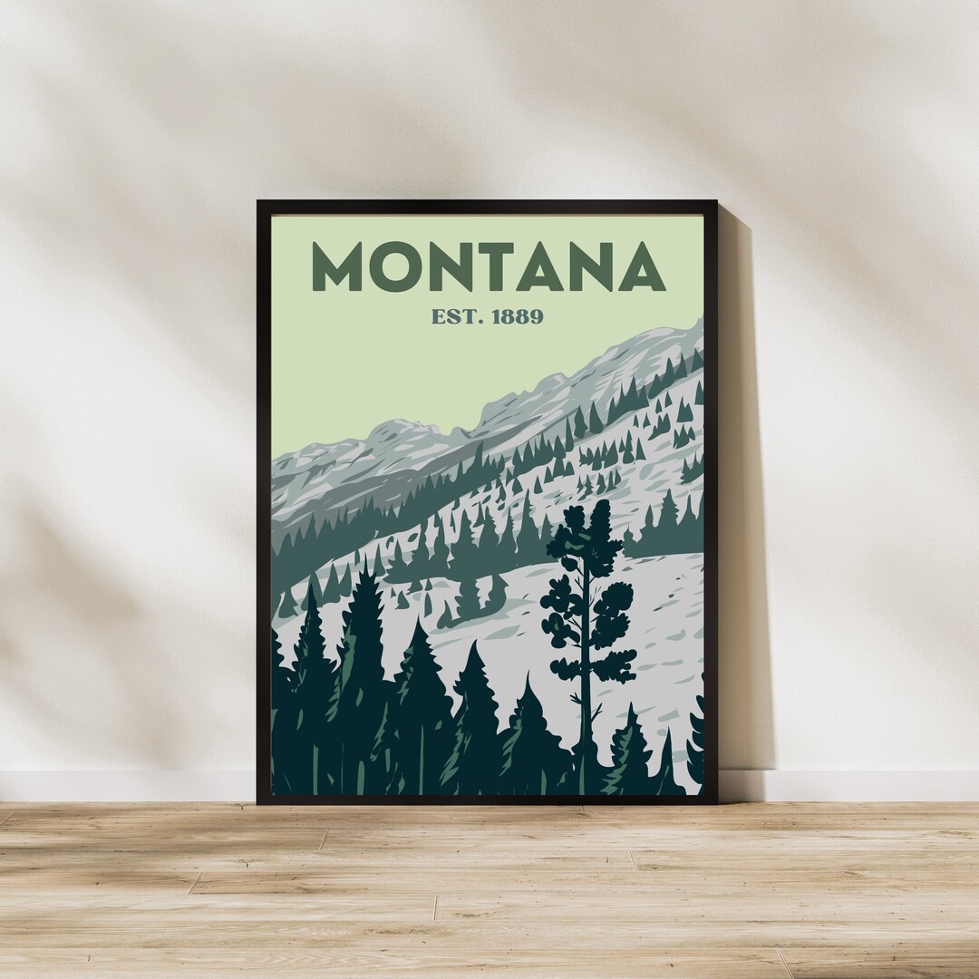 MONTANA State Mountains Geometric Graphic Digital Art Print Download ...