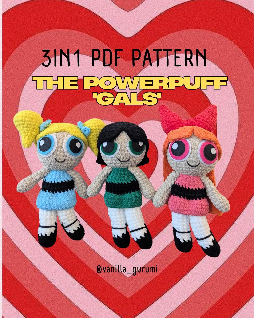 3in1 Powerpuff PDF Pattern / Amigurumi Powerpuff Girls / Crochet ...