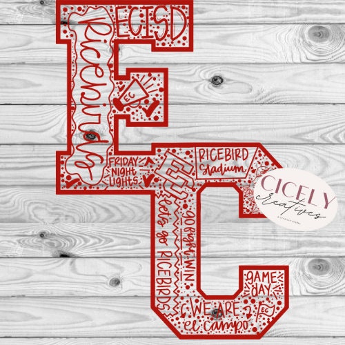El Campo ECISD Ricebirds Hand Drawn Hand Lettered Png - Etsy UK