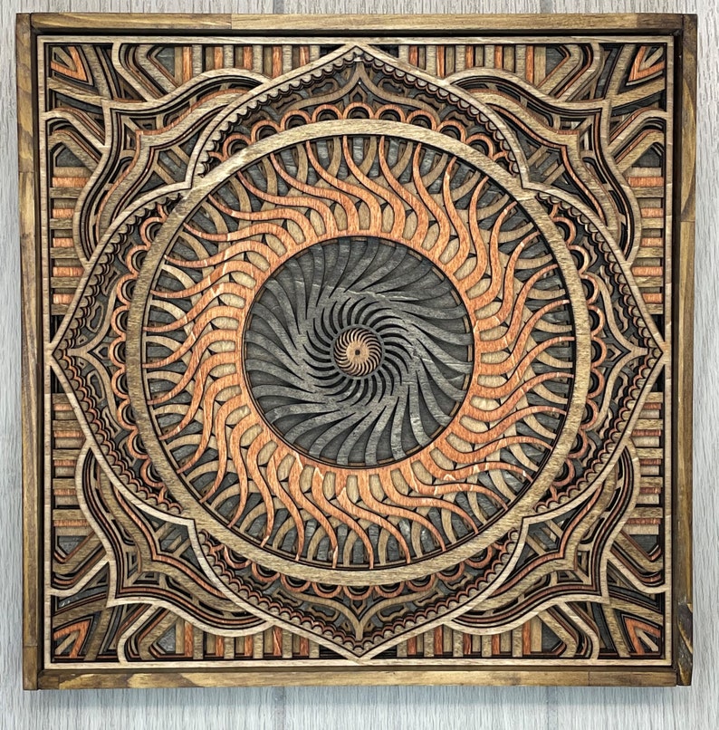 WOODEN MANDALA ART Multilayer Mandala Art Layered Wood Art Wood Mandala ...