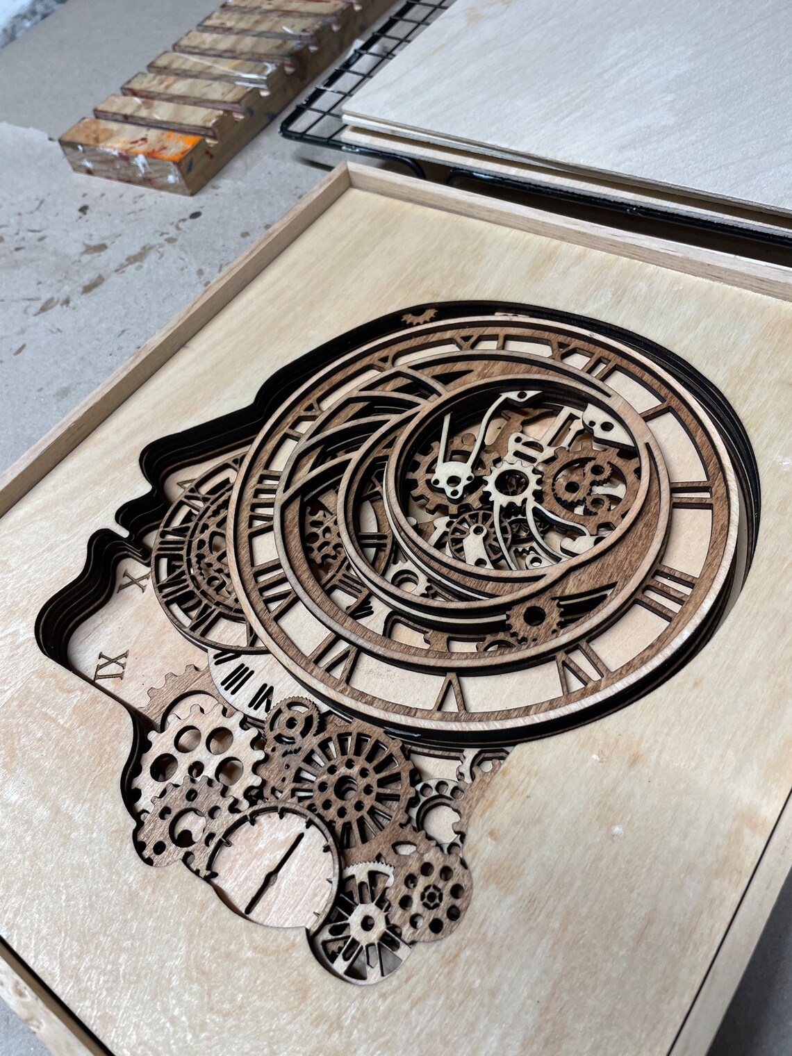 Steampunk Wall Art – Wooden Multilayer Wall Art – Steampunk Layered ...