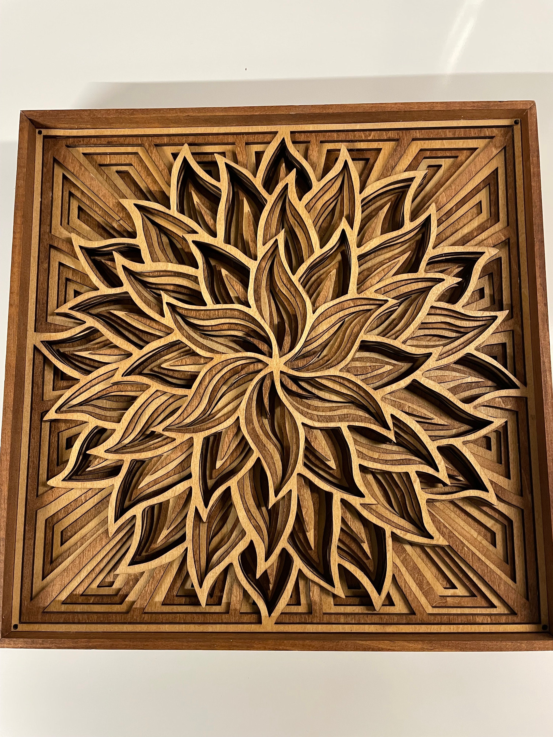 Flower Mandala Art, Wooden Mandala Art, Mandala Wall Hanging, Six ...