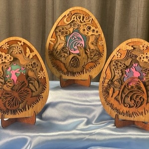 Wood Multilayer Easter Decor of Easter Bunny and Easter Egg the Unique 3d Layered Home Decor for ...