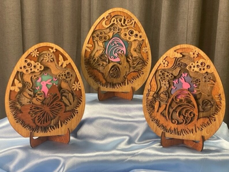 Wood Multilayer Easter Decor of Easter Bunny and Easter Egg the Unique ...