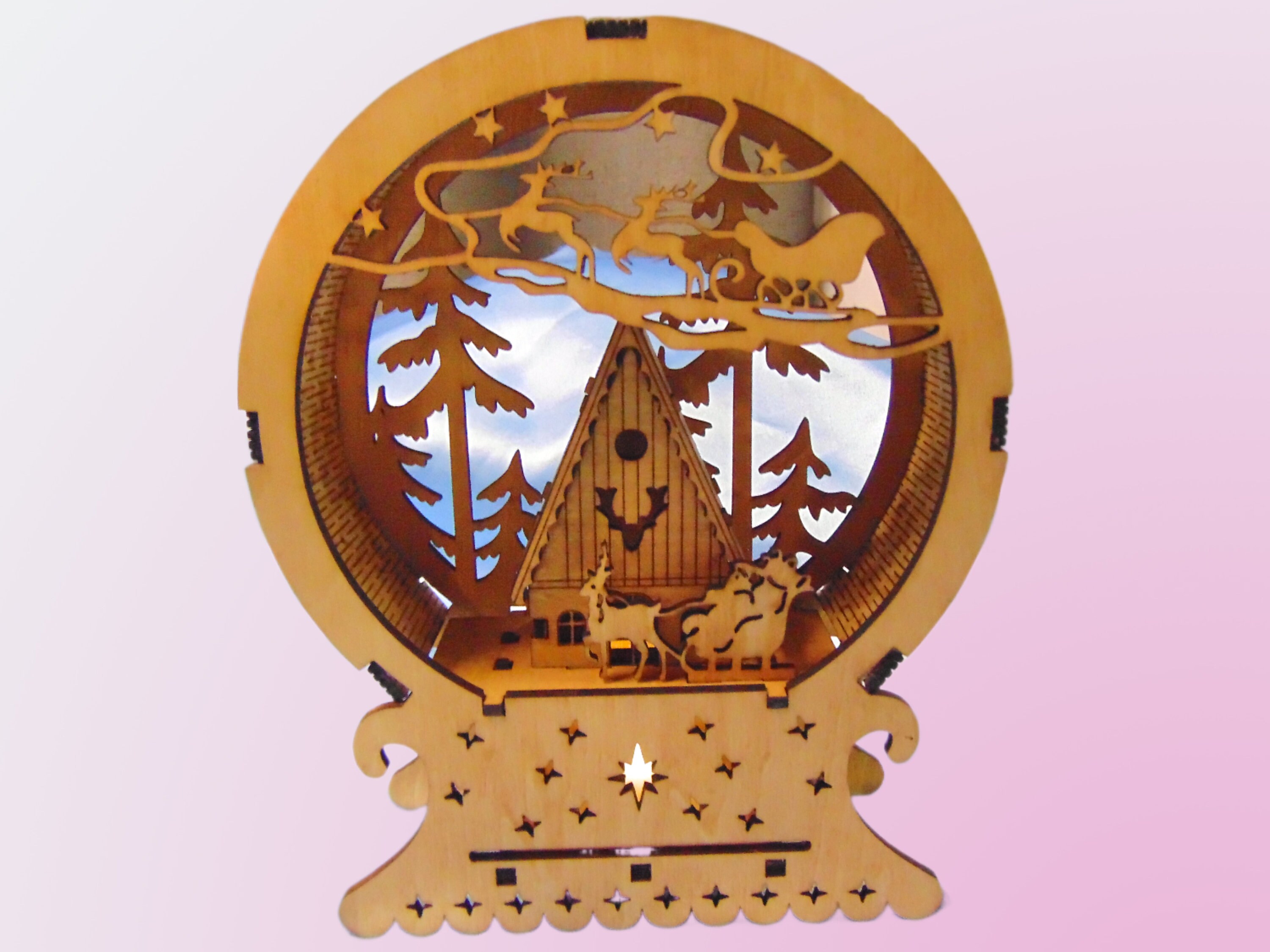 Laser Layered CHRISTMAS SCENE ORNAMENT With Flickering Flame Less Tea ...