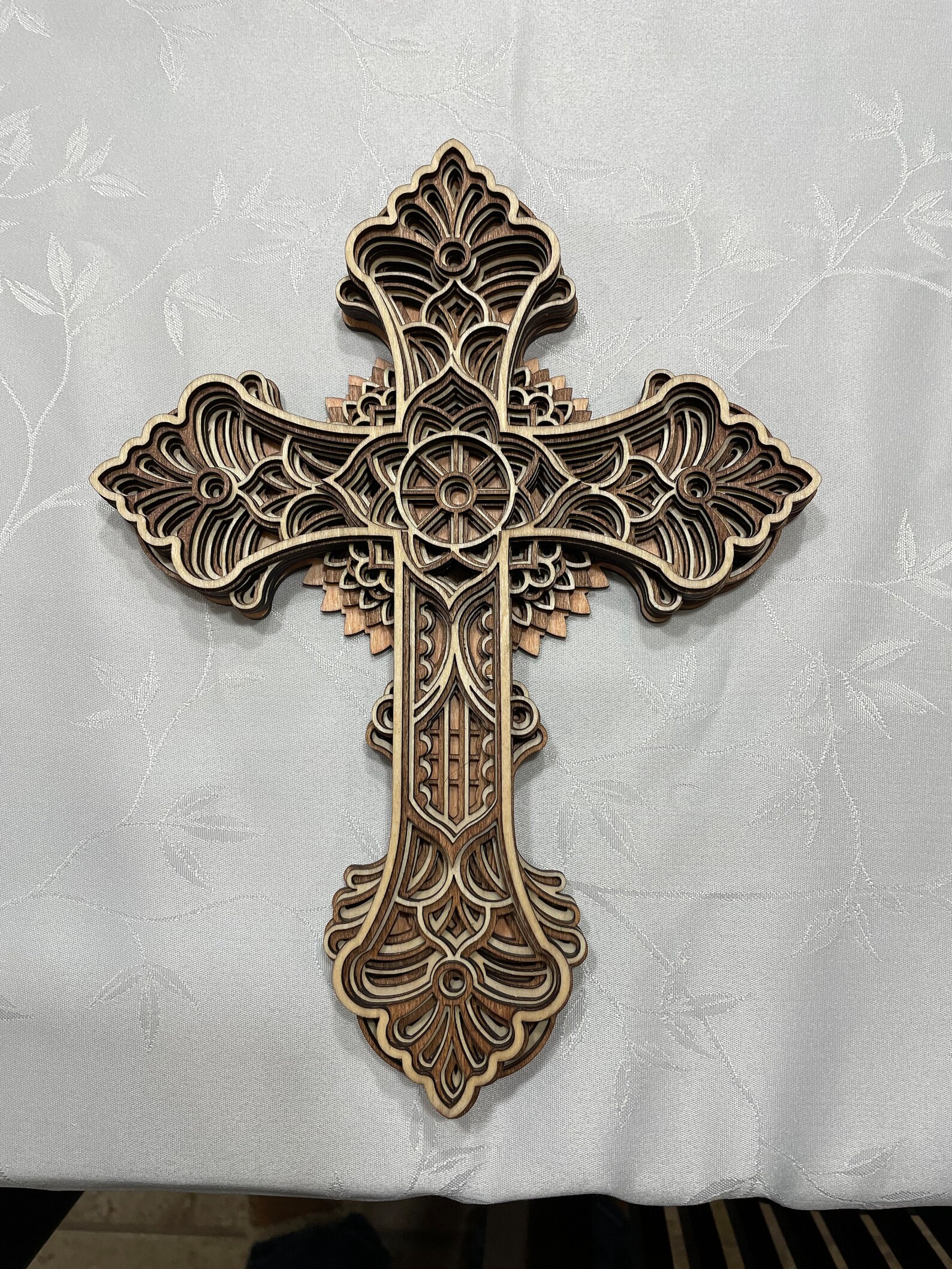 Religious Mandala Cross – 7 Layered Wood Cross – Faith Cross – Multi ...