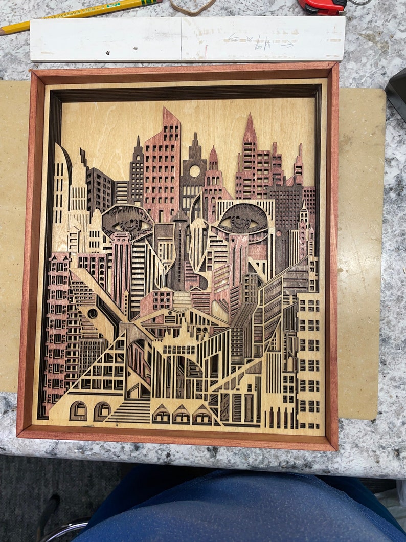 Wooden City Scape Art – Metro Eyes Art – Skyline Wall Art – City Wall ...