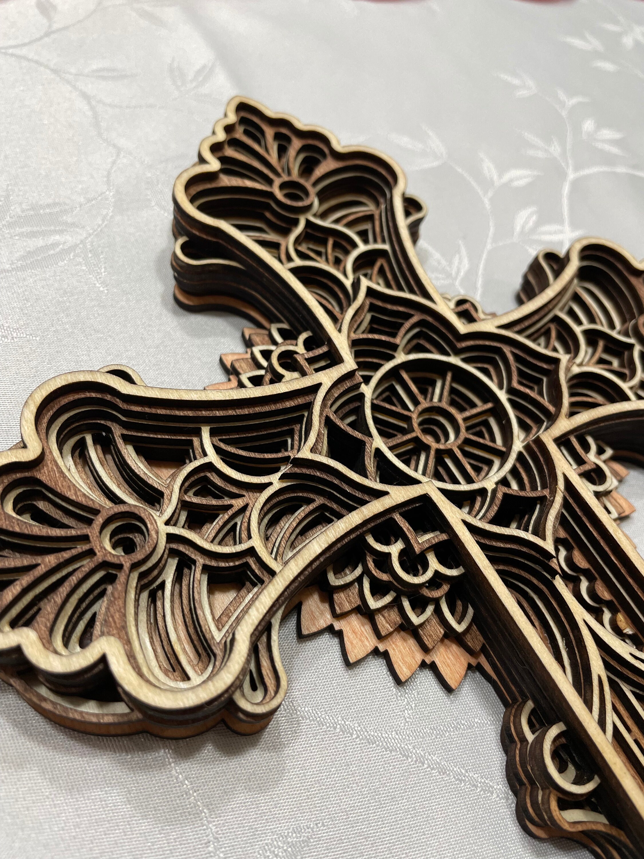Religious Mandala Cross – 7 Layered Wood Cross – Faith Cross – Multi ...