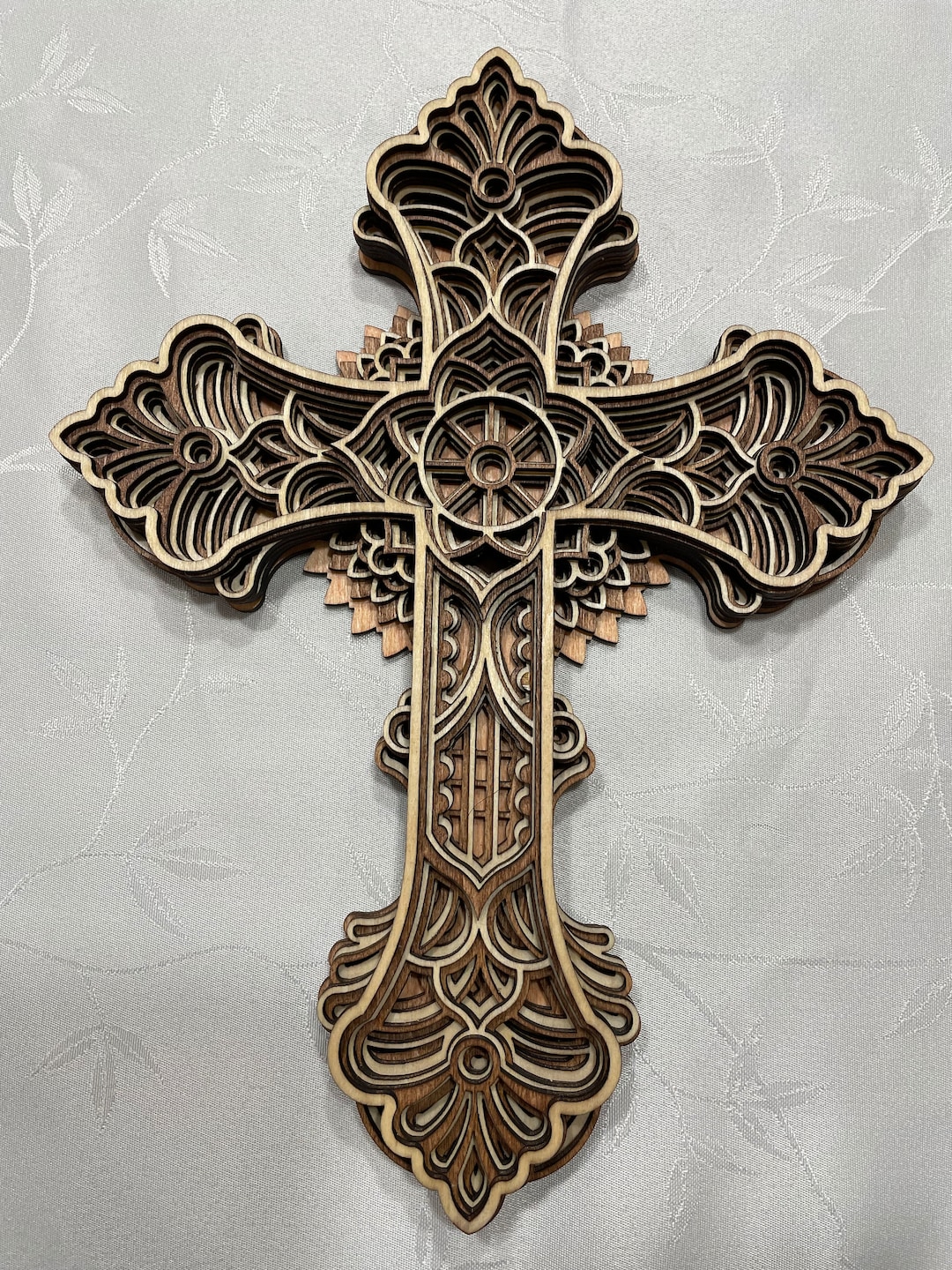 Religious Mandala Cross – 7 Layered Wood Cross – Faith Cross – Multi ...