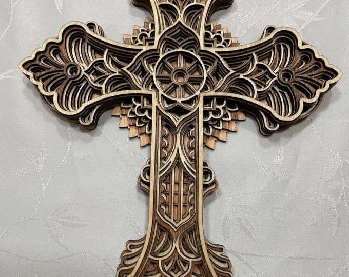 Religious Mandala Cross – 7 Layered Wood Cross – Faith Cross – Multi ...
