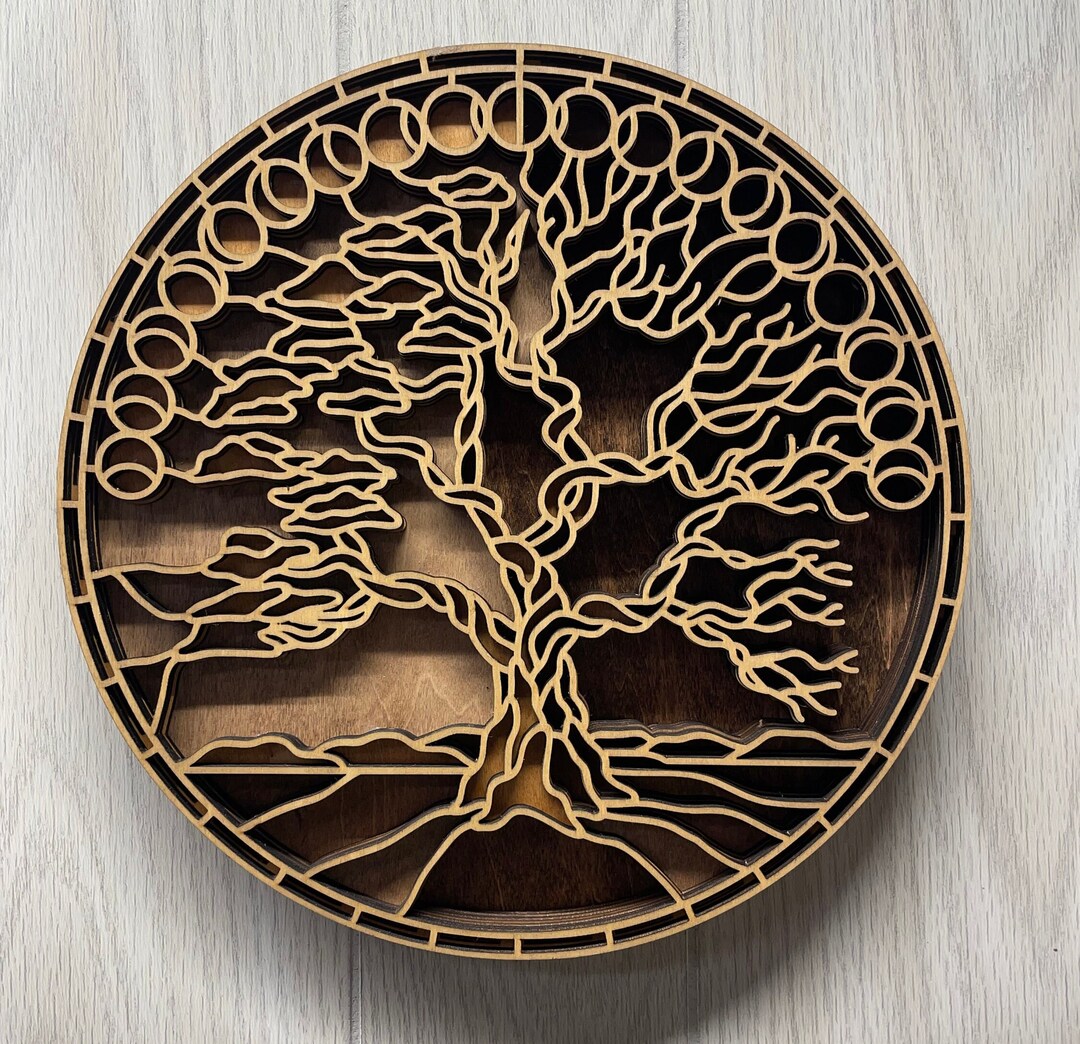 Multilayer Tree Moon Art – 3D Layer Circle Tree Wall Art – Tree of Life ...