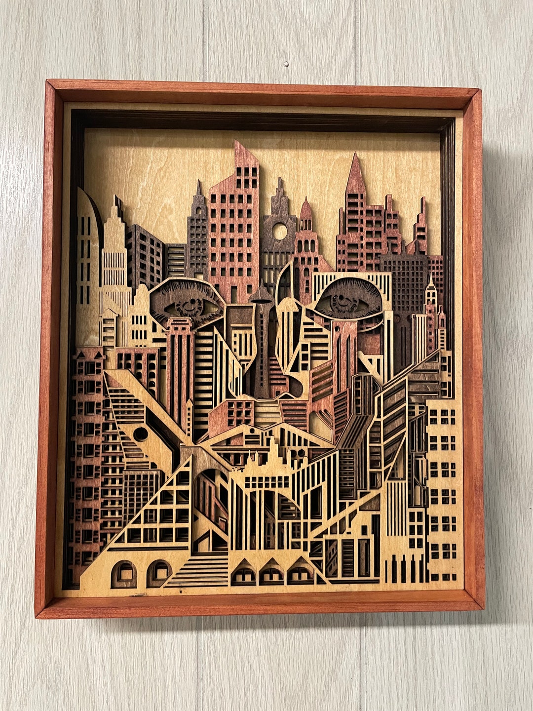 Wooden City Scape Art – Metro Eyes Art – Skyline Wall Art – City Wall ...